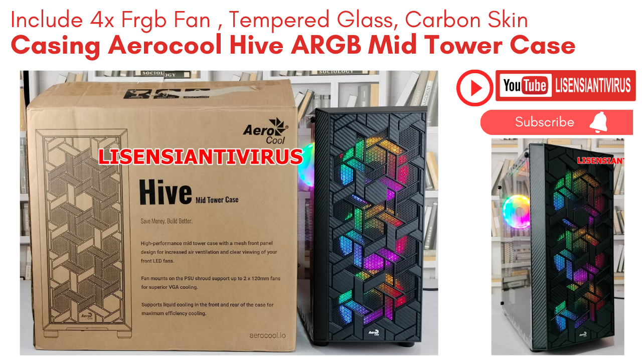 Casing Aerocool Hive FRGB V2 Black ATX Tempered Glass 4X FRGB Fan ...