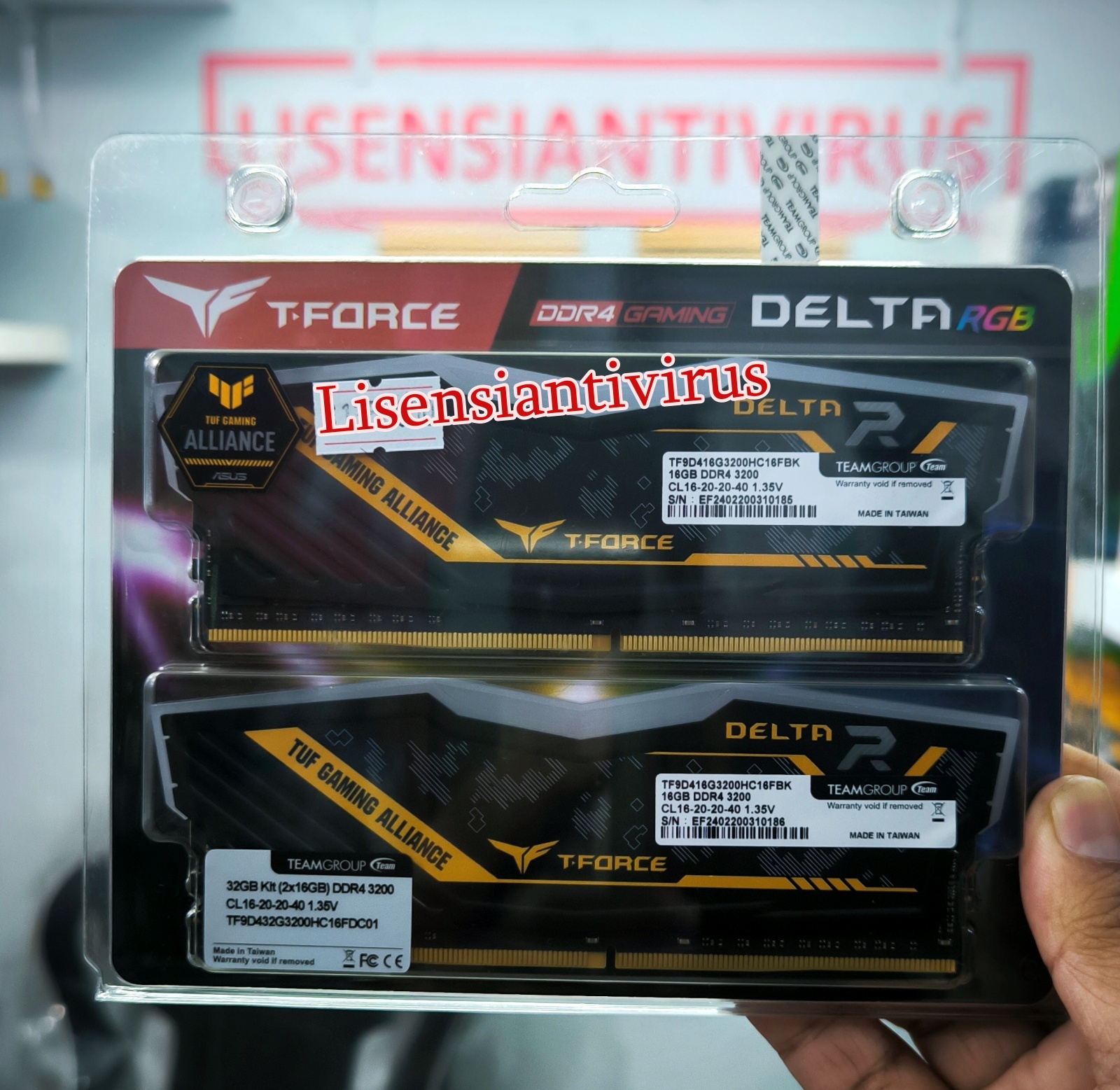 RAM PC TEAM TFORCE Delta TUF Gaming RGB 32GB DDR4 (16GBX2) kit 3200MHz ...