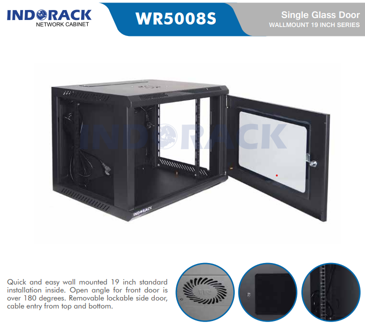Rak jaringan Indorack Rack WR5008S Wallmount 8U Depth 500mm Single Door ...